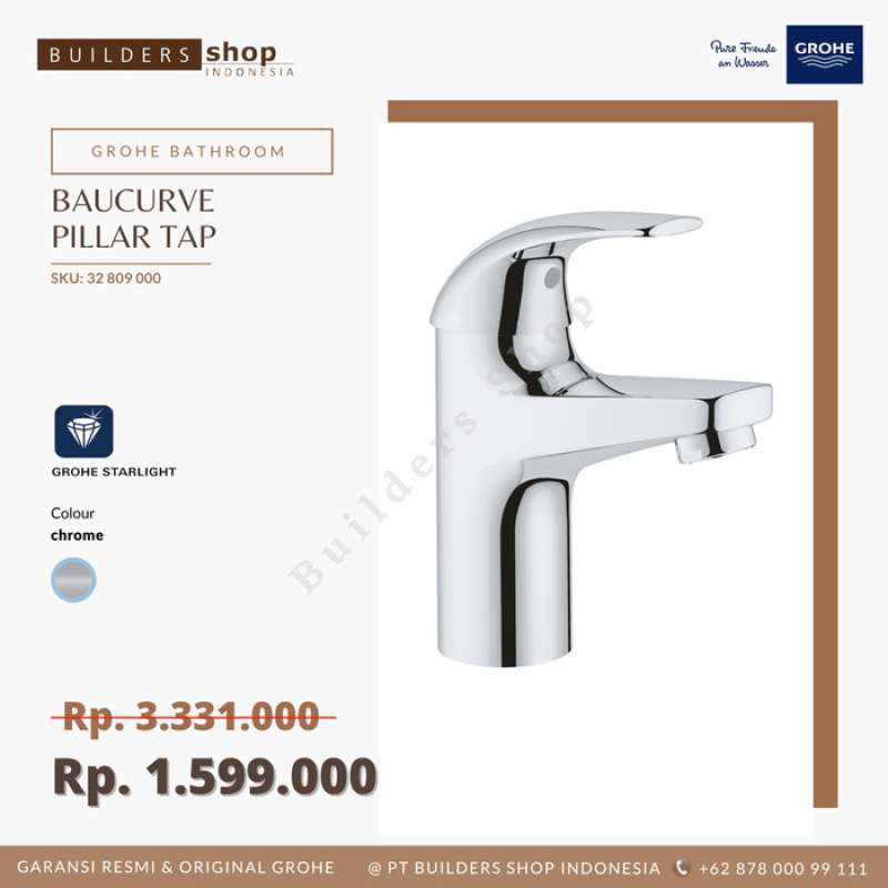 Promo Grohe 32809000 - Baucurve Ohm Cold Water Basin Diskon 23% Di ...