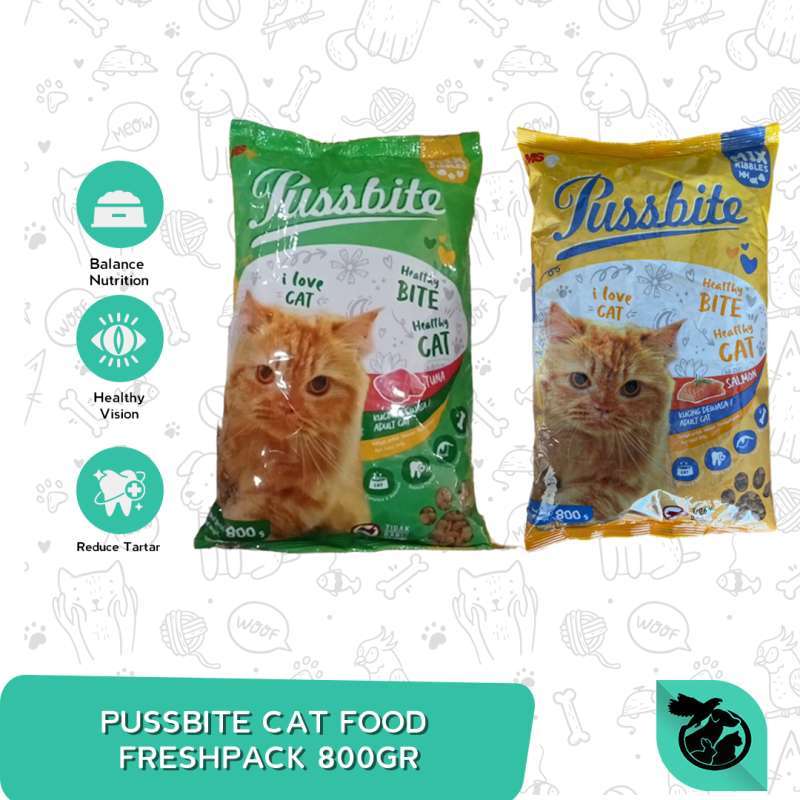 Promo Makanan Kucing Dewasa Pussbite Dry Cat Food Adult Fresh Pack 800 ...