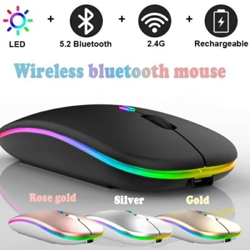 Promo Mouse Wireless Rechargeable Silent Click Dpi With Rgb Led Light ...