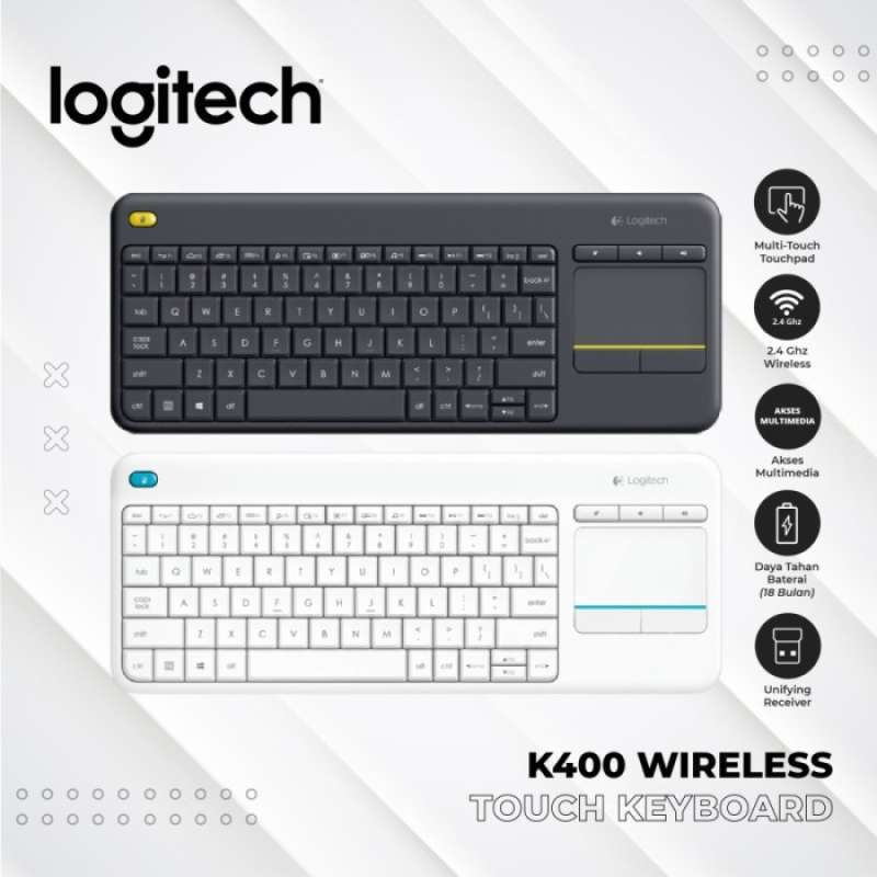 Promo Wireless Keyboard K400 / K 400 Plus - Hitam / Putih Diskon 23% Di ...