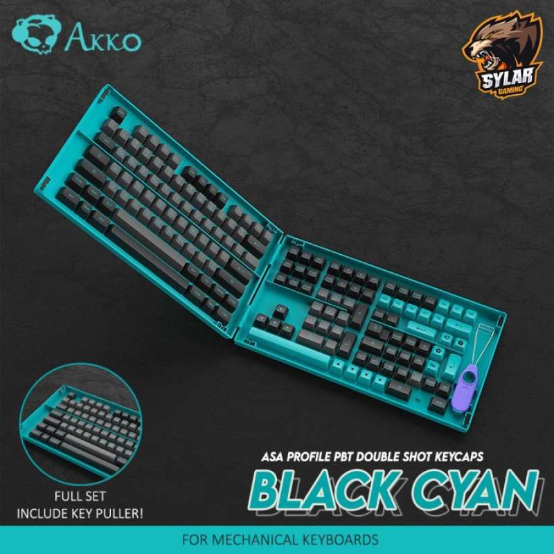 Promo Akko Black & Cyan Pbt Double-shot Keycaps 197 Set Asa File Diskon ...