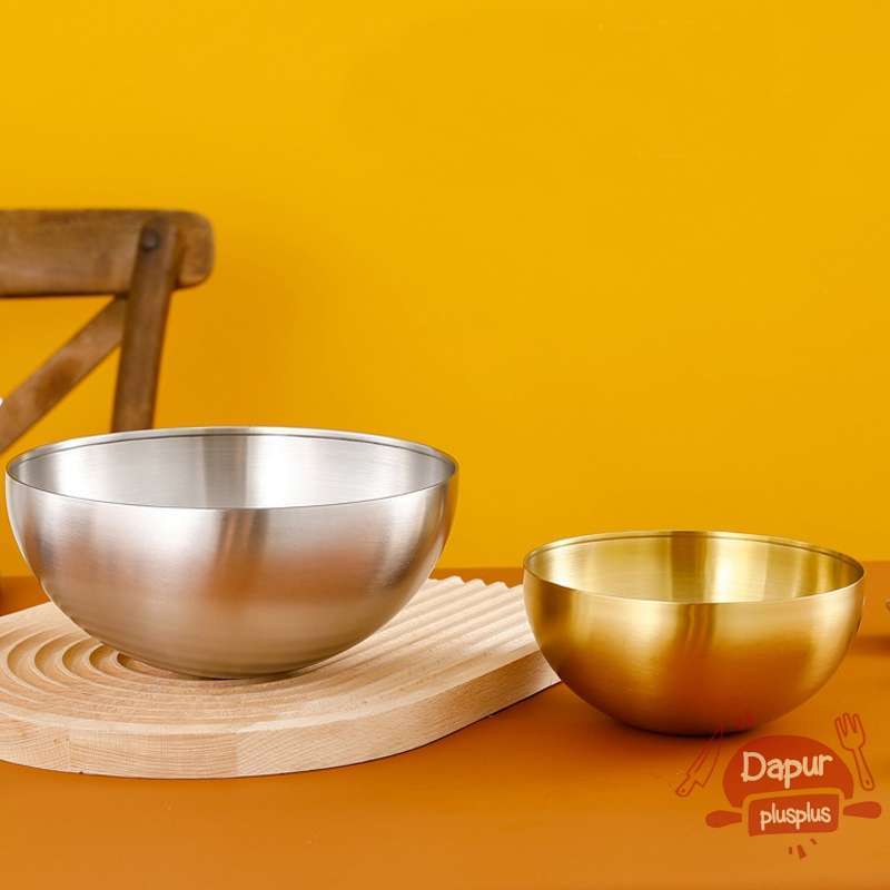 Jual Mangkok Salad Korea Stainless Tebal |mangkuk Sup Silver Emas ...