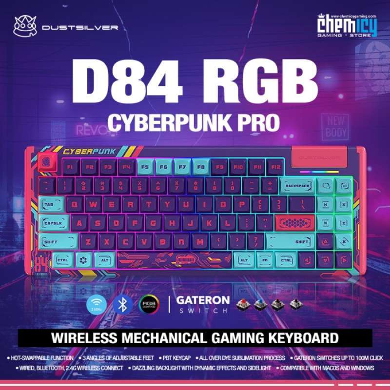 Promo Dustsilver Cyberpunk Rgb Tkl Hotswap Wireless Gaming Keyboard ...