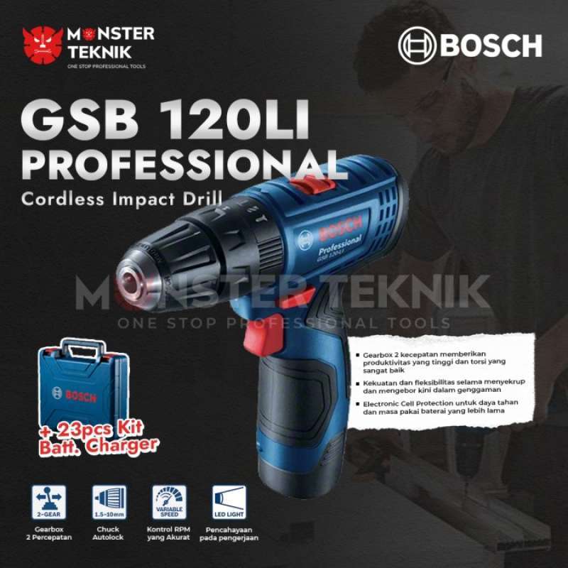 Jual [paket] Cordless Impact Drill Bosch Gsb120 Bor Baterai Gsb 120-li ...