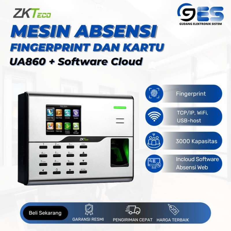 Promo Mesin Absen Fingerprint Zkteco Ua860 Bisa Wifi Plus Software Cloud Web New - Kartu Diskon ...