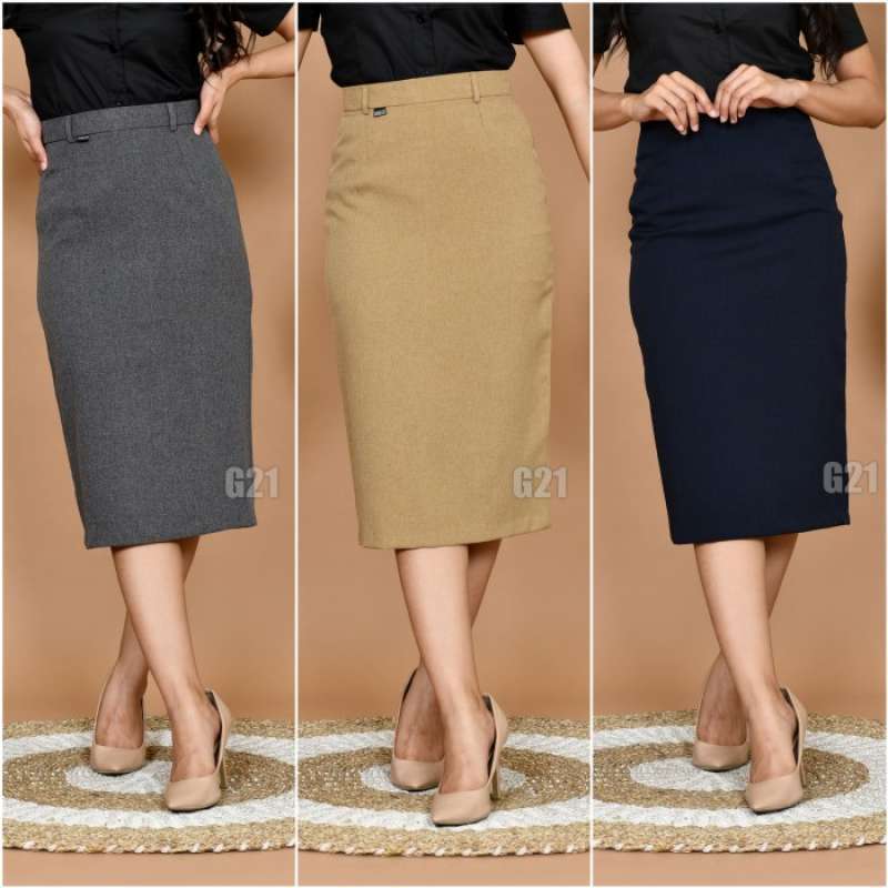 Promo Rok Span Pendek Hitam Bahan 7/8 Kerja Kantor Wanita - Abu Tua, 28 ...