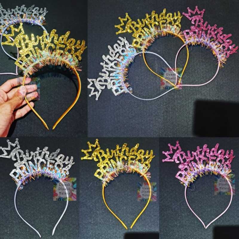 Jual Bando Birthday Princess Pink Gold Silver Bandana Aksesoris Ultah ...