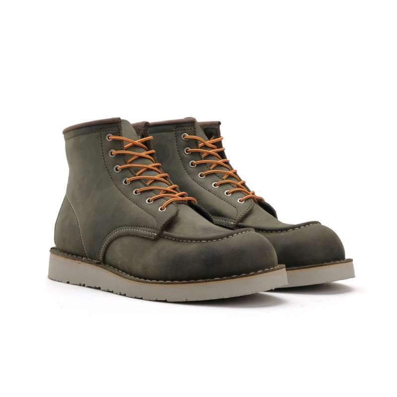 Promo Lennox Olive - Sepatu Kulit Moc Toe Boots Rugged Style Crazy ...