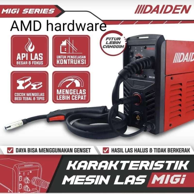 Jual Mesin Trafo Las Mig Tanpa Gas Co2 Migi130 New 2t/4t Daiden Welding Mag Di Seller Amd ...