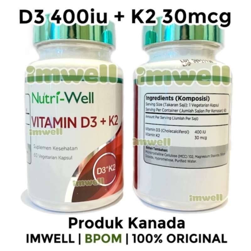 Promo Nutriwell Vit D3 K2 Vitamin D 3 400iu 400 Iu (60) Imunitas Tulang Otot Diskon 33% Di ...