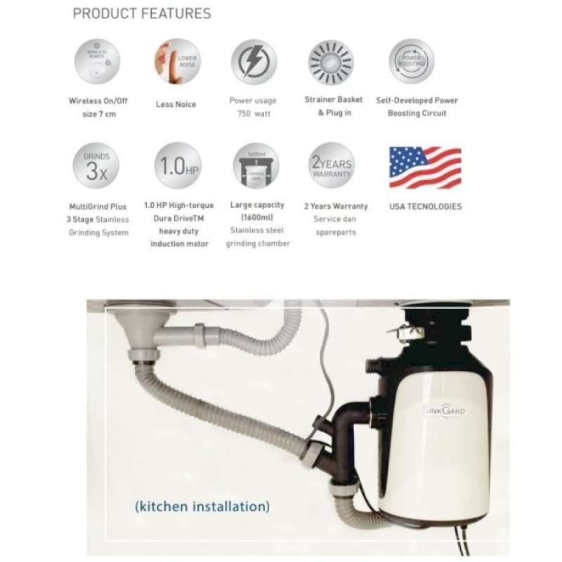 Promo Sinkgard Food Waste Disposer Premium 1.0hp - Alat Penghancur ...