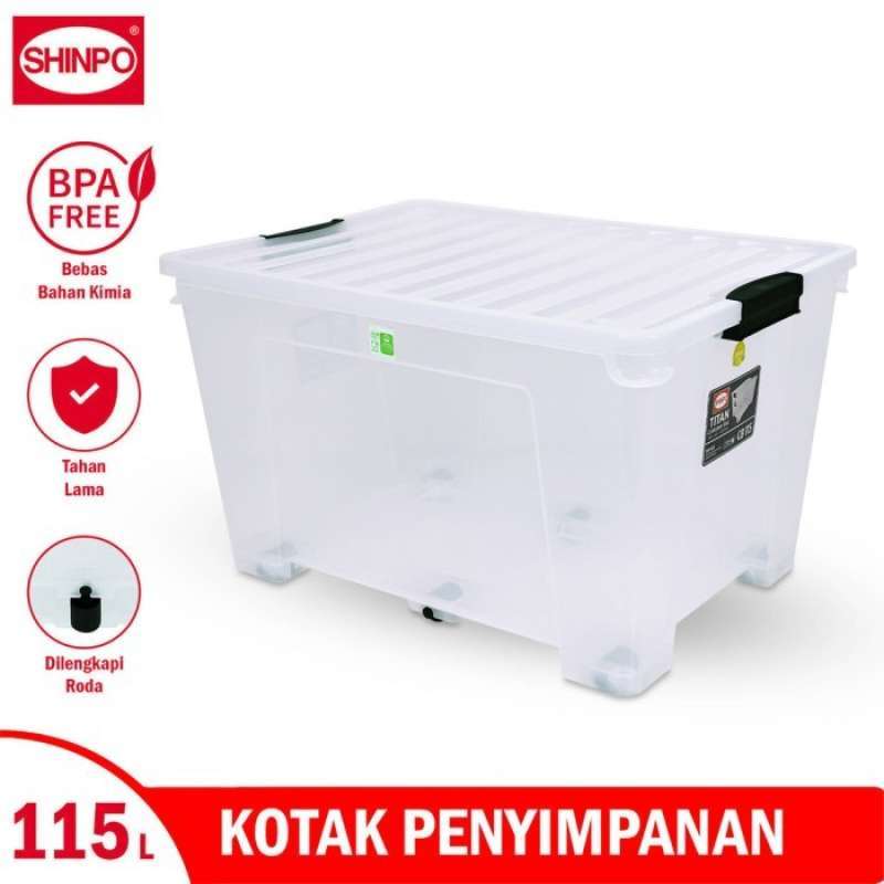 Promo Box Container Shinpo Cb 115 Liter Roda Bening Transparan Kotak ...