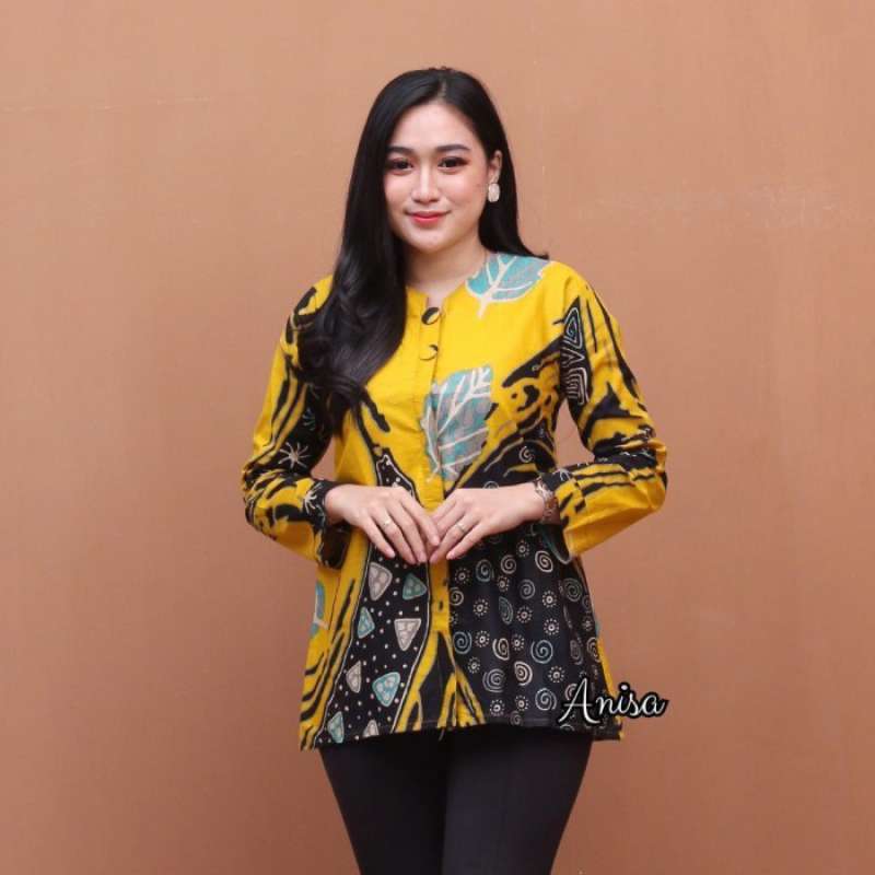 Jual Batik Wanita Seragam Kerja Modern Motif Manuk Tarung Lengan ...