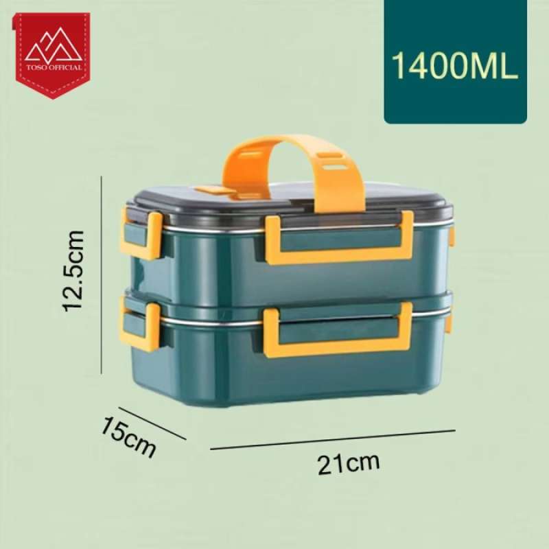 Jual Lunch Box Kotak Makan Bento 2 Susun Tingkat Stainless Premium ...