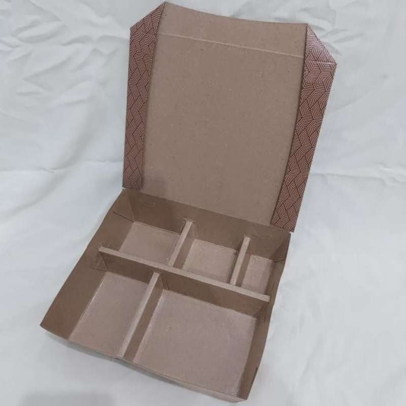 Jual Lunch Box Sekat 5 Kraft Coklat Per 50 Pcs Paper Rice Box Dus Nasi ...