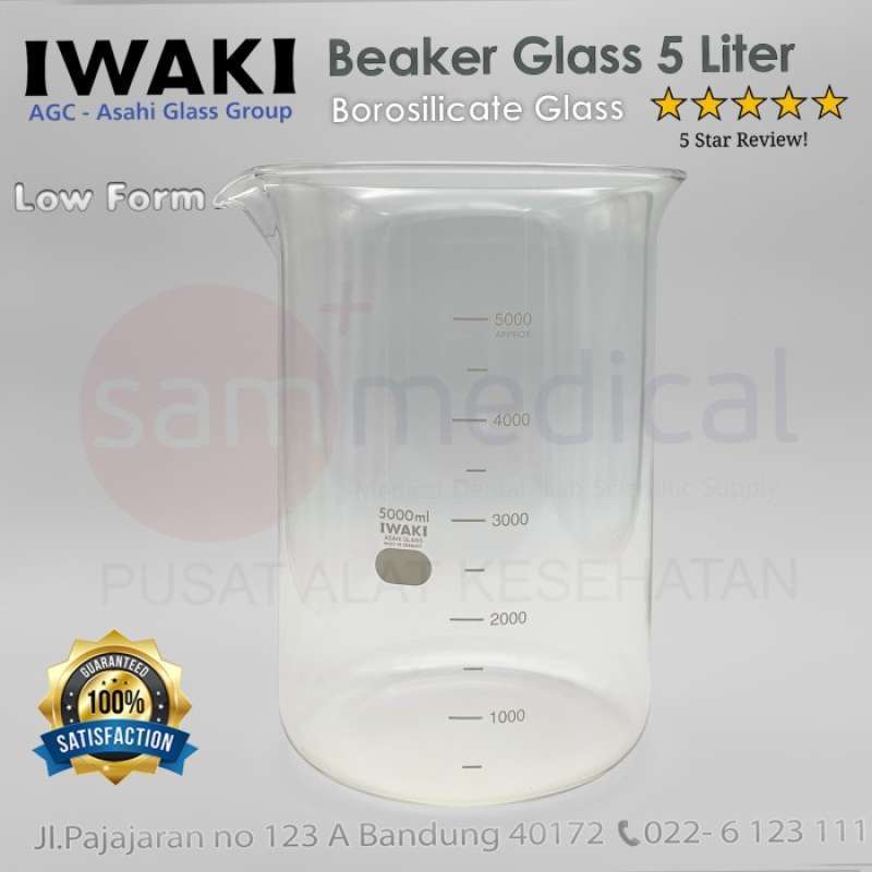 Jual Iwaki Beaker Glass Low Form/ Gelas Kimia / Gelas Takar 5 Liter Di Seller Sam Medical ...