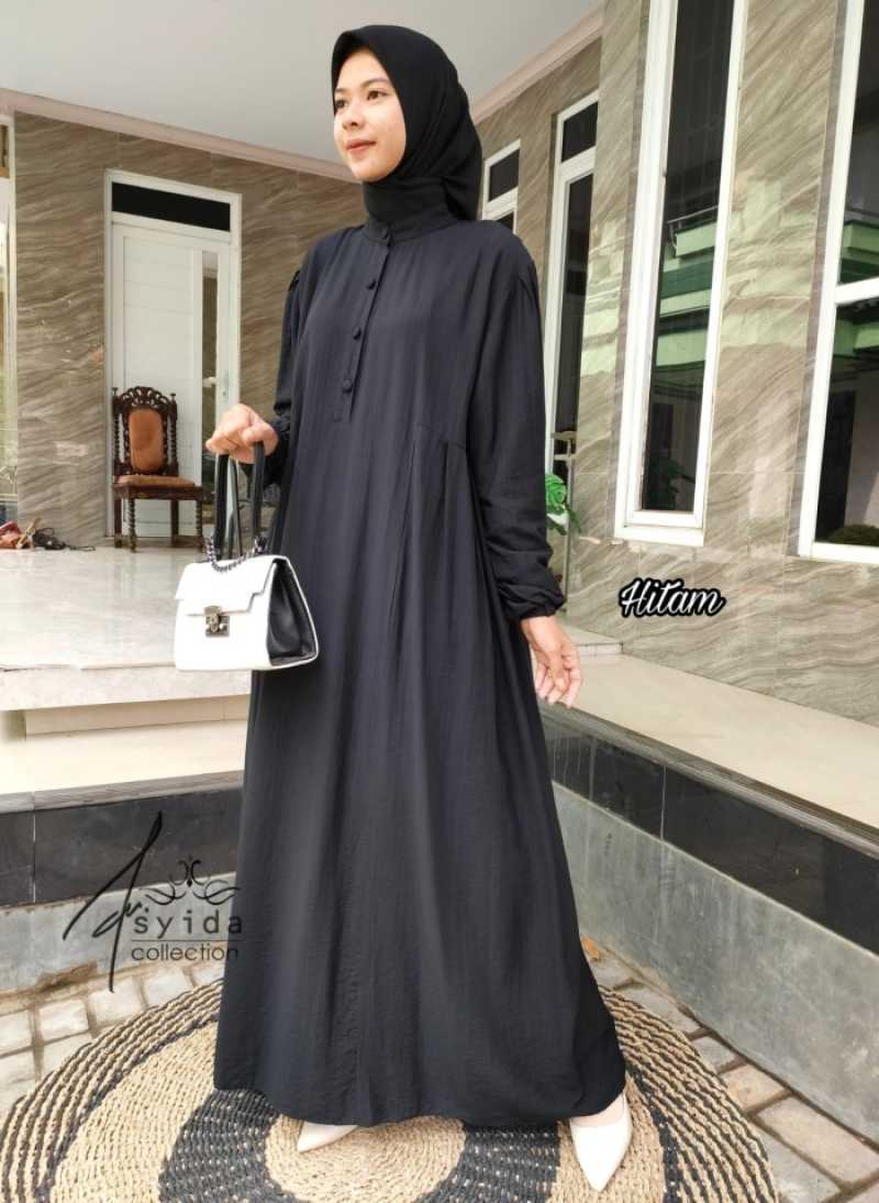 Promo Gamis Polos Jumbo Arumi Pollo Linen Dress Kondangan Polos Terbaru ...