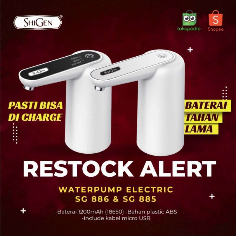 Jual Pompa Galon Elektrik Recharge + Kualitas Air Shigen Sg-886 - 886 ...