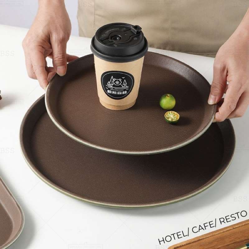 Jual Nampan Saji Hotel Anti Slip Medium Size Tray Bulat Kotak Makanan ...