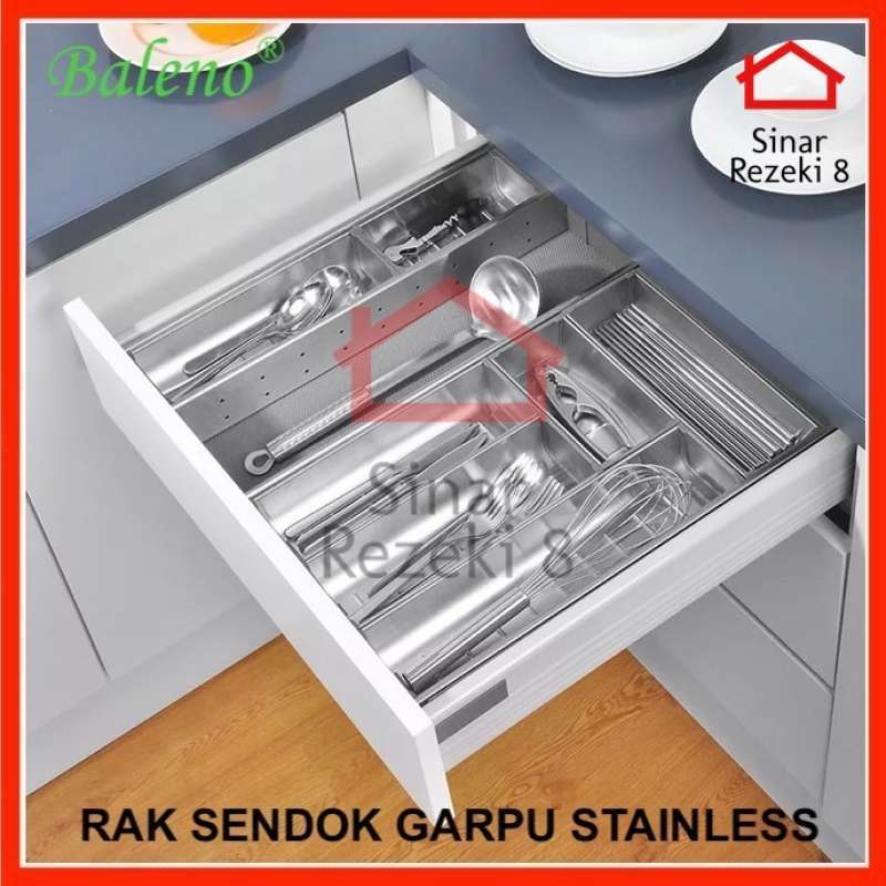 Jual Rak Tempat Sendok Stainless Garpu Pisau Sekat Laci Dapur Alat ...