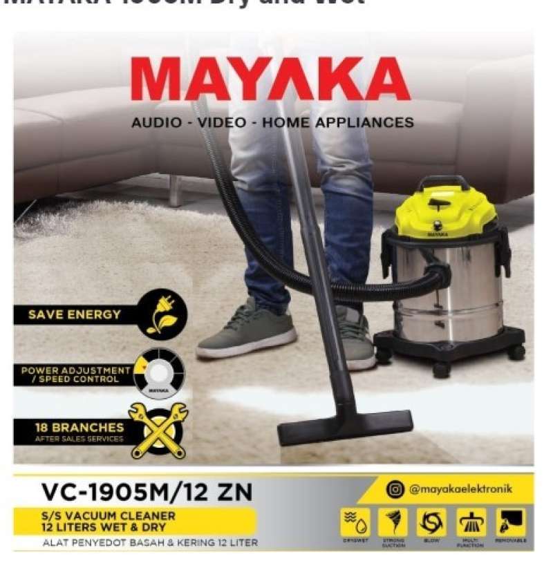 Promo Vacum Cleaner Mayaka Vc-1905m/12 Zn//dry And Wet Diskon 23% Di ...