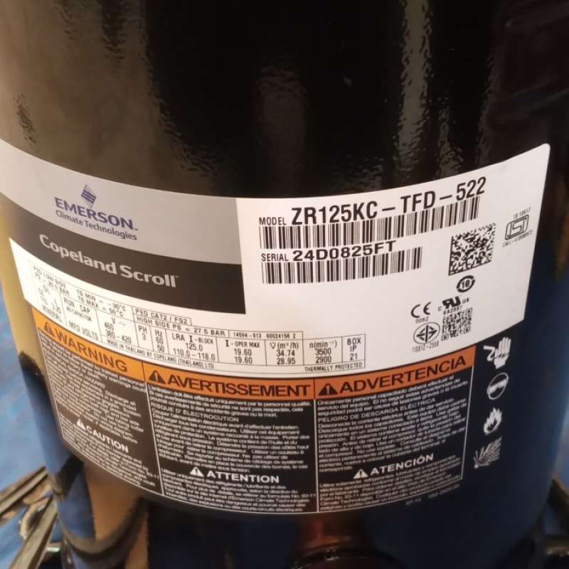 Promo Compressor Ac Copeland (original) Zr 125 Kc-tfd-522 / R 22 / 10 Pk / 3 Phase Diskon 23% Di ...