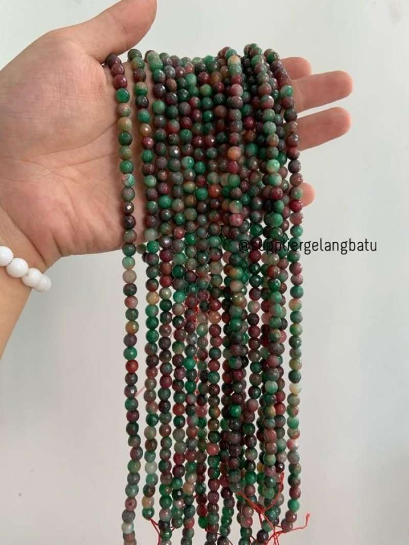 Jual Batu Bloodstone 6mm Cutting Bahan Gelang Kalung Premium Merah ...