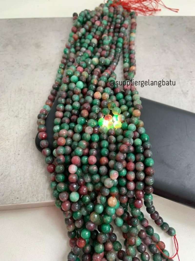 Jual Batu Bloodstone 6mm Cutting Bahan Gelang Kalung Premium Merah ...
