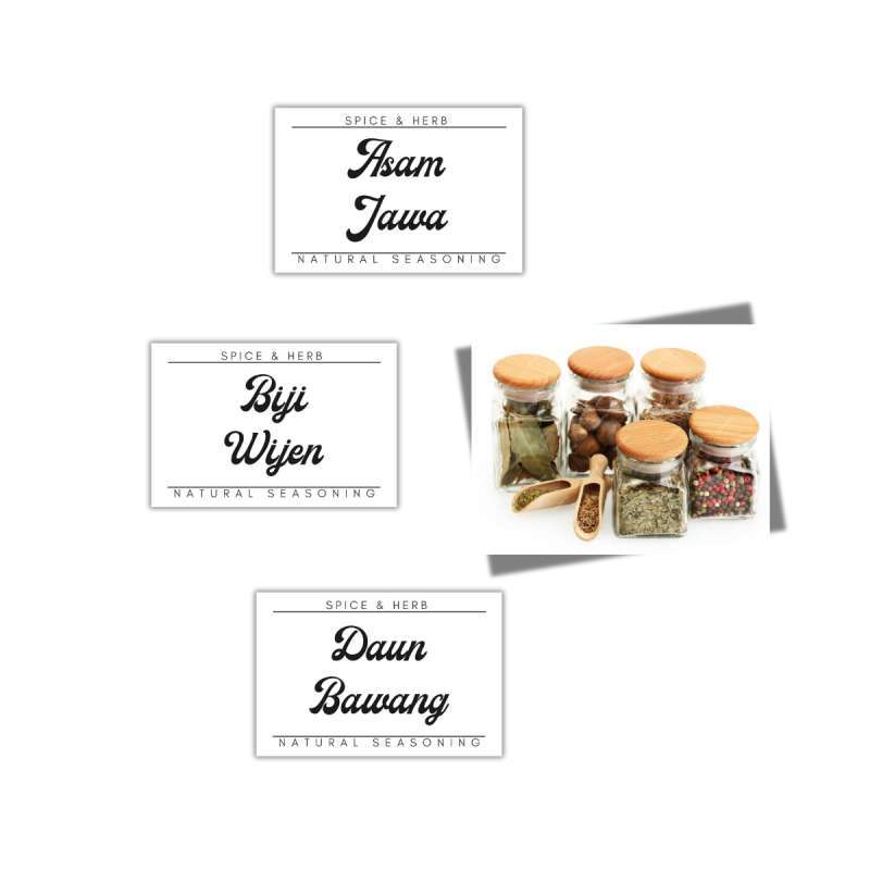 Jual Kim Shop Label Stiker Bumbu Dapur Vynil Sticker Warna Botol Rempah ...