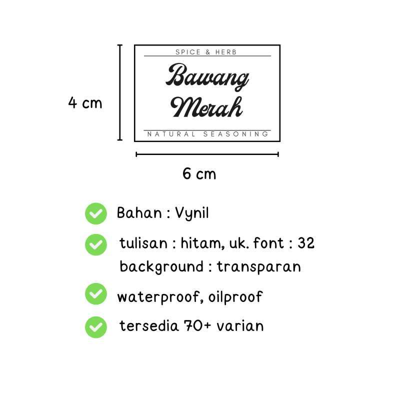 Jual Kim Shop Label Stiker Bumbu Dapur Vynil Sticker Warna Botol Rempah ...
