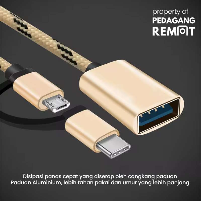 Jual Adapter Converter Kabel USB Otg 2 In 1 Micro Dan Type-c Untuk ...