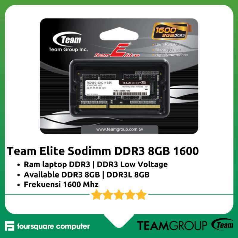 Jual Team Elite Sodimm Ddr3 8gb | 4gb Pc 1600 Mhz Low Voltage RAM ...