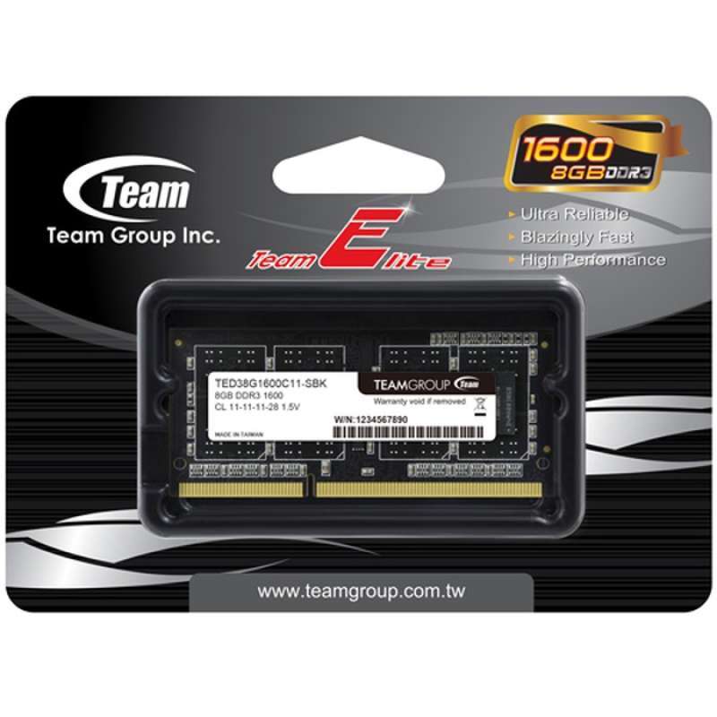 Jual Team Elite Sodimm Ddr3 8gb | 4gb Pc 1600 Mhz Low Voltage RAM ...