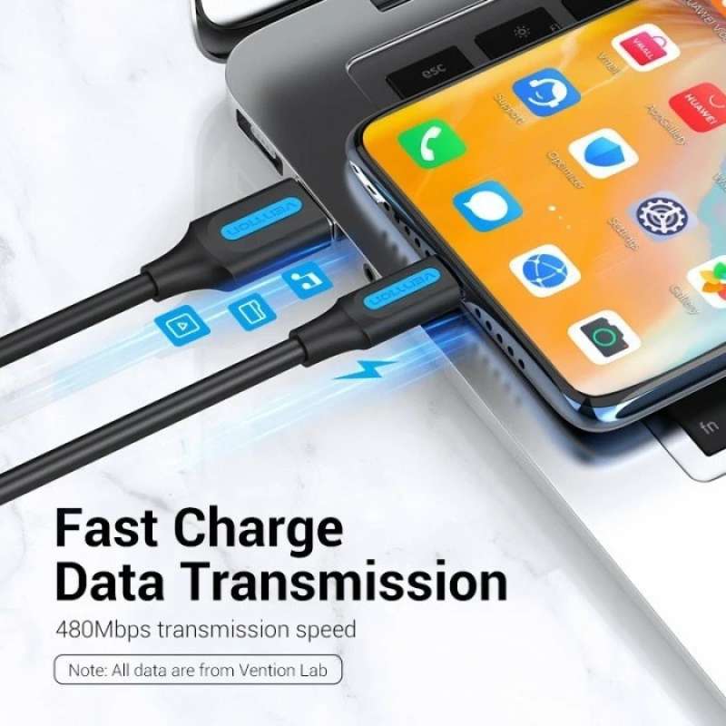 Jual Vention Kabel Data USB 2.0 To Type C Fast Charging 3a Black Cable ...