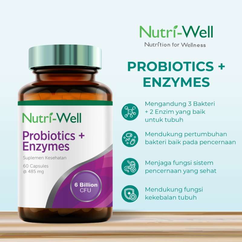 Promo Nutriwell Probiotics + Enzymes - 60 Capsules Diskon 10% Di Seller ...