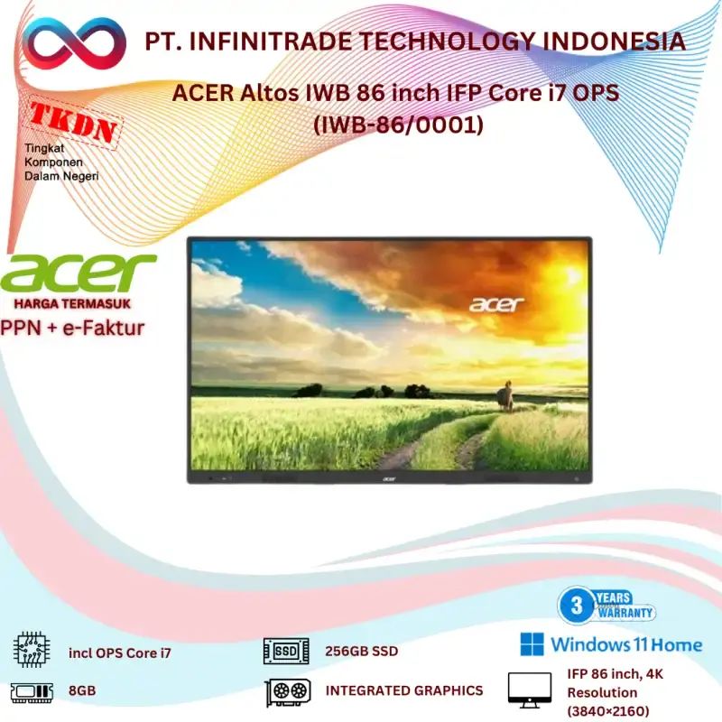 Jual Acer Altos Iwb 86 Inch Core I7 Ops (iwb-86/0001) 8gb 256gb Windows ...