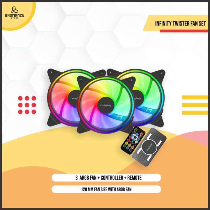 Promo Pc Gaming Fan Infinity Fan Case Twister RGB SET 3 in 1 Diskon 23% ...