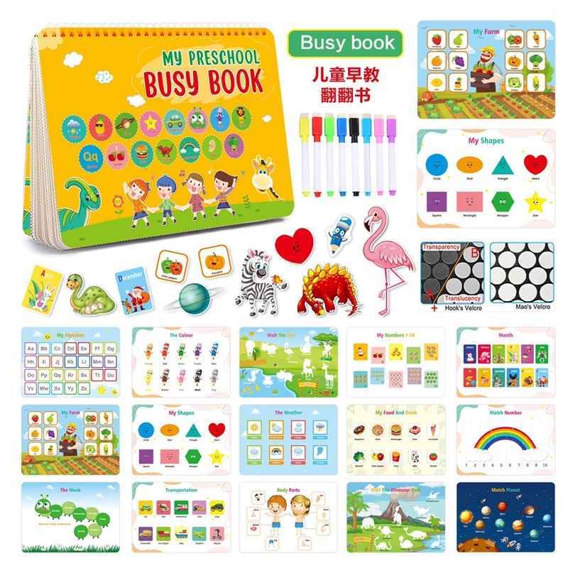 Jual Pre School Busy Book Velcro Set Colour Pen Wipe And Clean | Buku ...