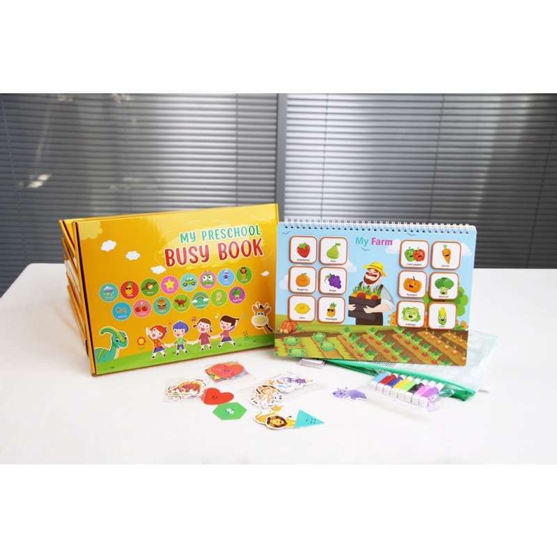 Jual Pre School Busy Book Velcro Set Colour Pen Wipe And Clean | Buku ...
