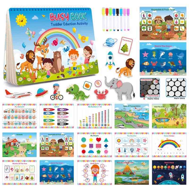 Jual Pre School Busy Book Velcro Set Colour Pen Wipe And Clean | Buku ...
