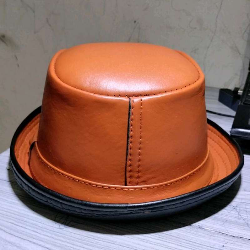 Jual Topi Fedora Pria Kulit Sapi Asli Model Tompi Koboy Warna Orange ...