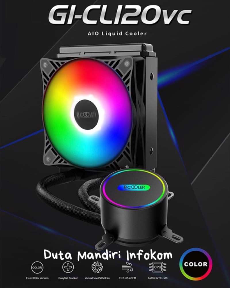 Promo Pccooler Gi Cl120 Vc - 120mm Aio Liquid Cpu Cooler For Intel ...