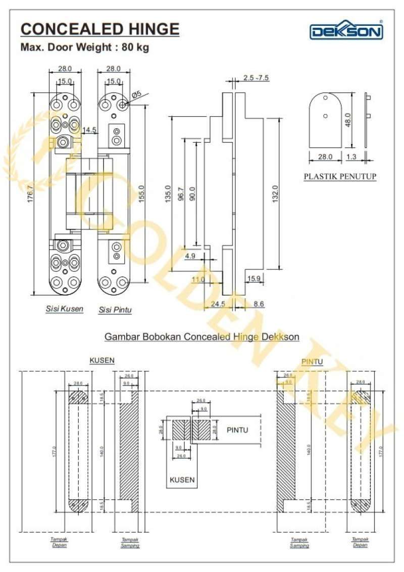 Promo Engsel Pintu Tanam Dekson Dekkson D 80 Concealed Hinge D80 Black ...