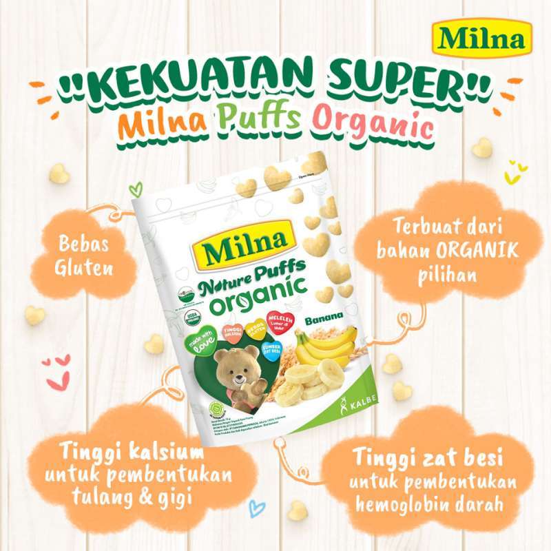 Jual MILNA Nature Puff Organic Pouch 15gr MPASI Snack Bayi Sehat 15 ...