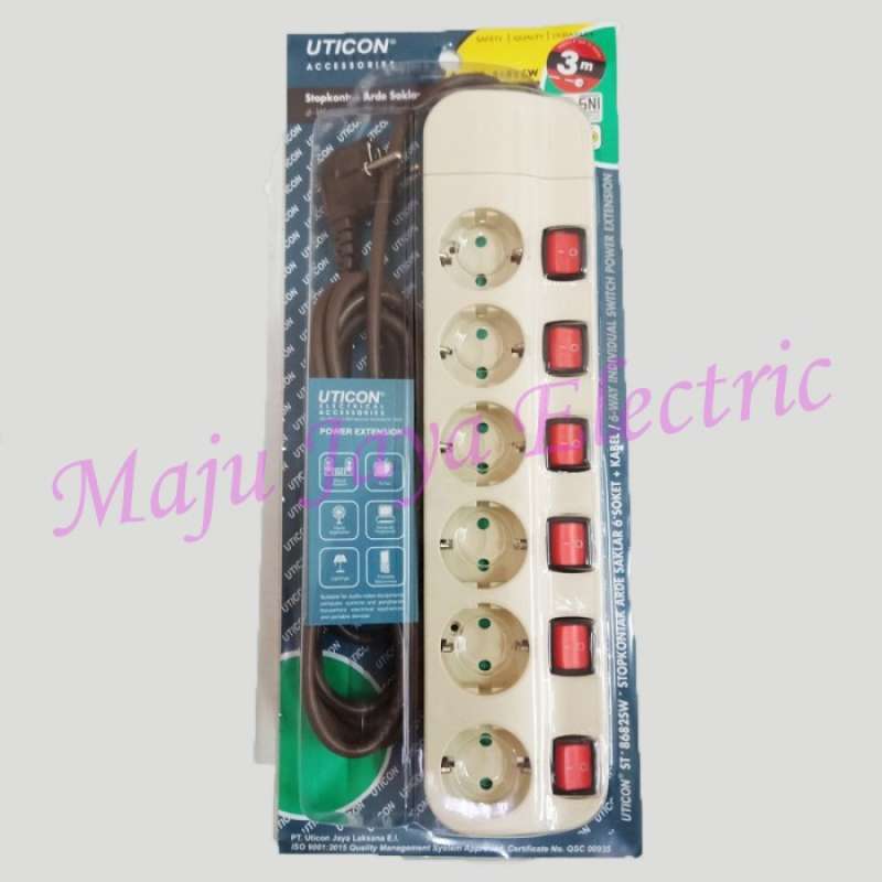 Promo Stop Kontak Uticon 6 Lubang 3 M Meter Colokan Listrik ST-8682 SW ...