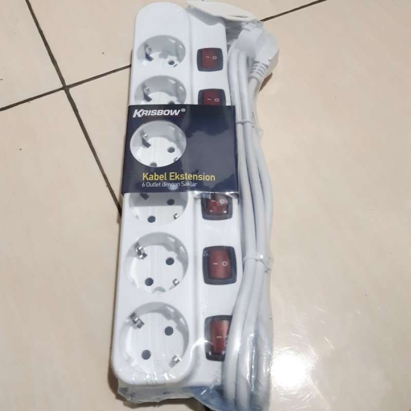 Promo Colokan Listrik 6 Port Krisbow Kabel Colokan isi 6 Lubang Stop ...