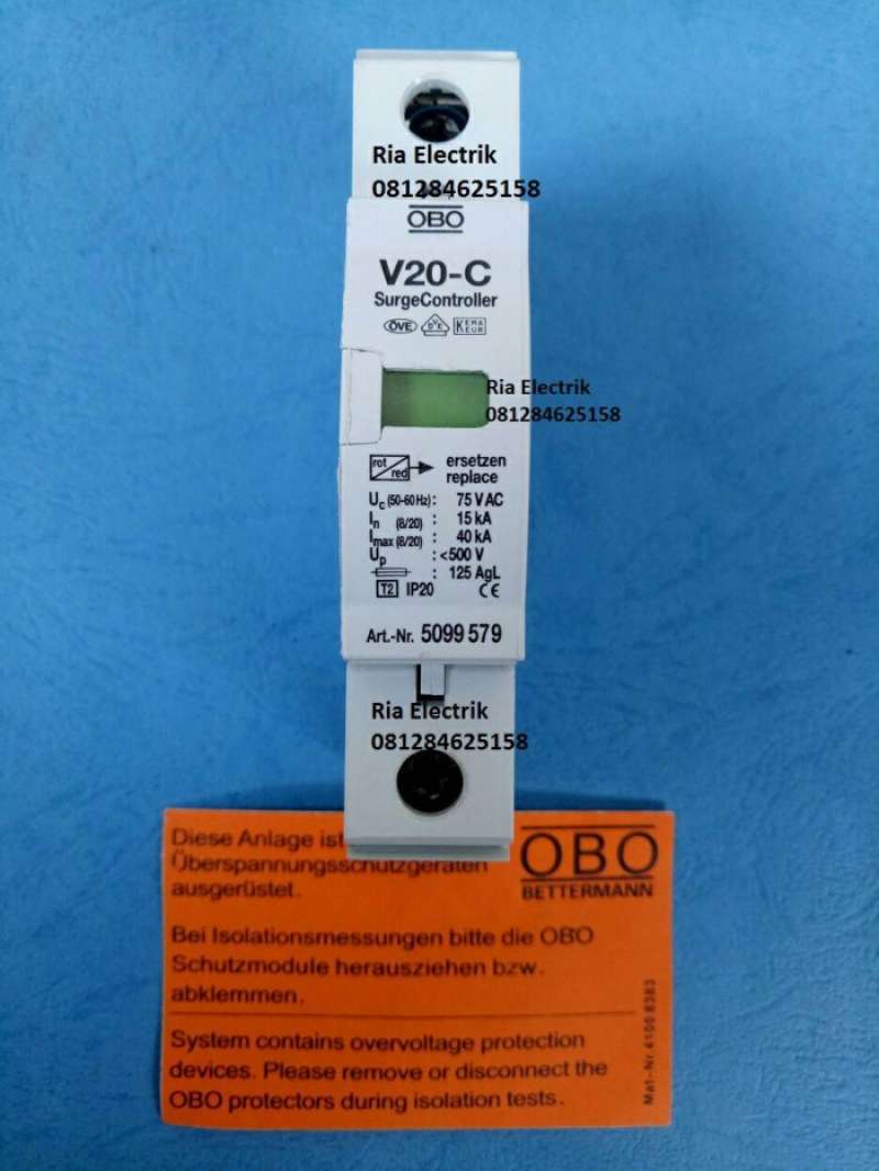Promo Surge Arrester Obo V20-C 1phase 75 Vac Diskon 23% di Seller ...