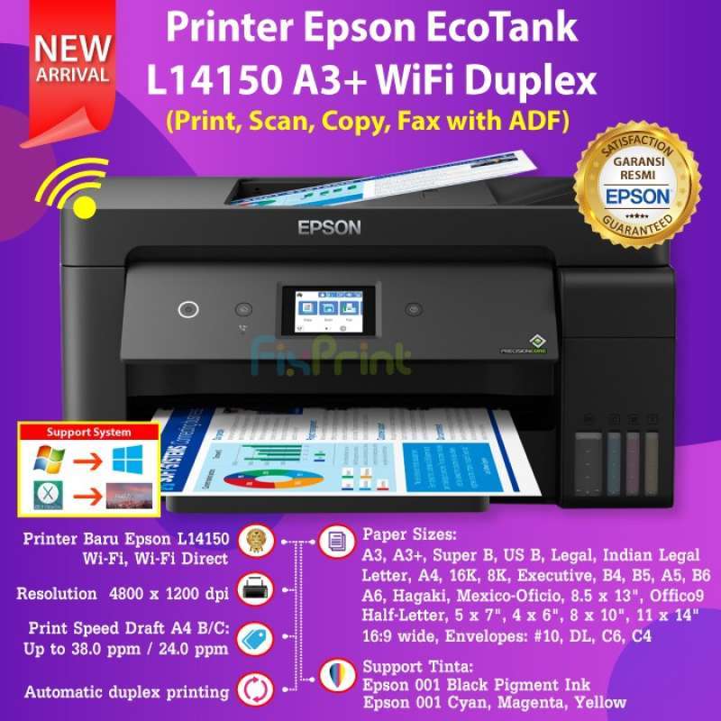 Promo Printer Ink Tank EcoTank L14150 A3+ WiFi Print Scan Copy Duplex ...
