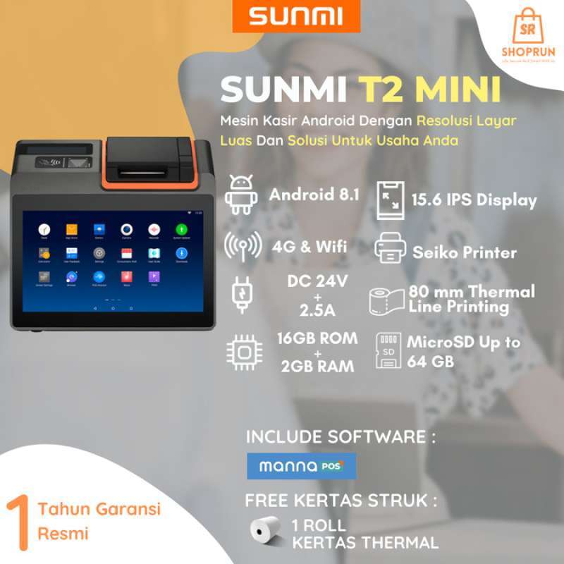 Jual Mesin Kasir Android Desktop Portabel Sunmi T2 Mini Nfc 4G Pos / Qasir di Seller Tumenggung ...