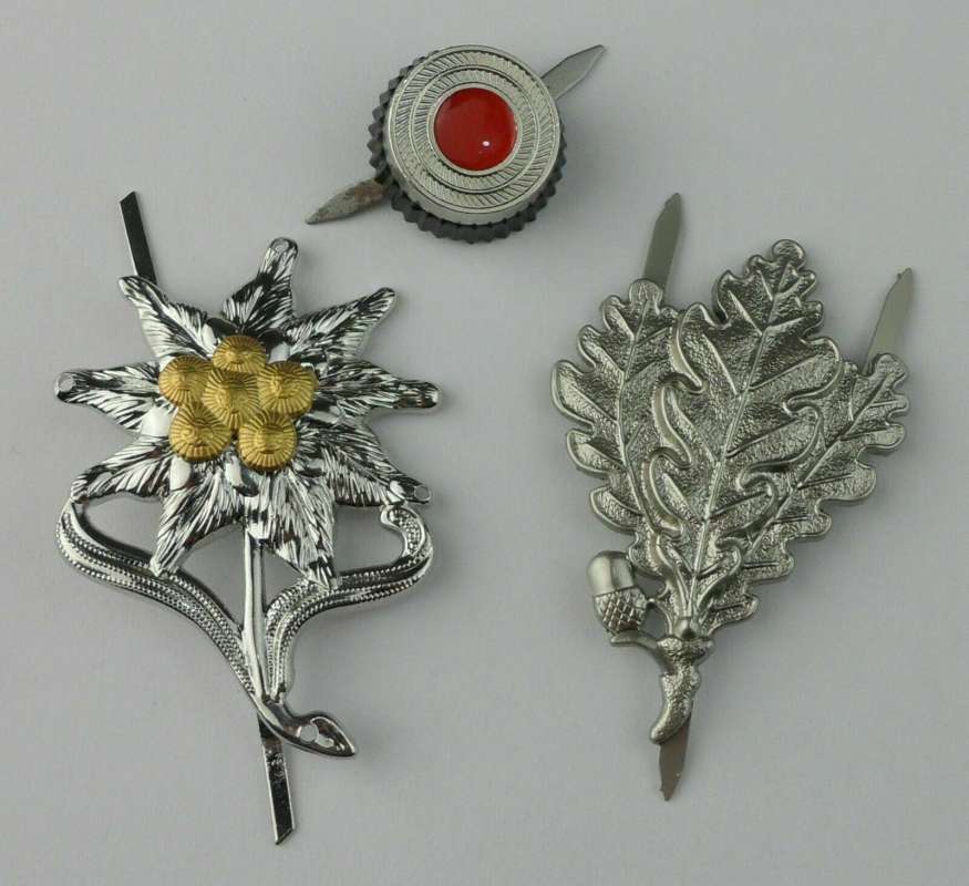 Promo WWII WW2 German Combat Military Cap Insignia Oak Leaf Edelweiss ...